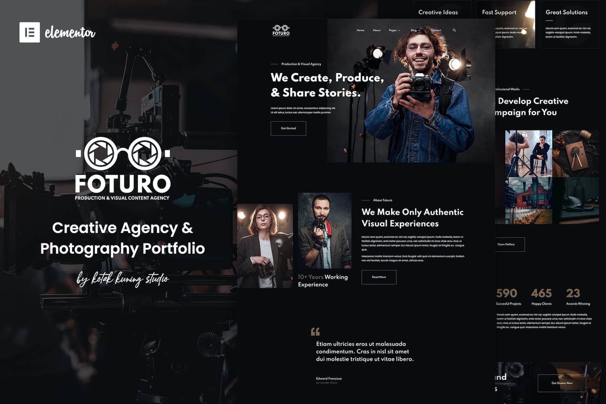 Foturo - Photography Portfolio & Creative Agency Elementor Template Kit ...
