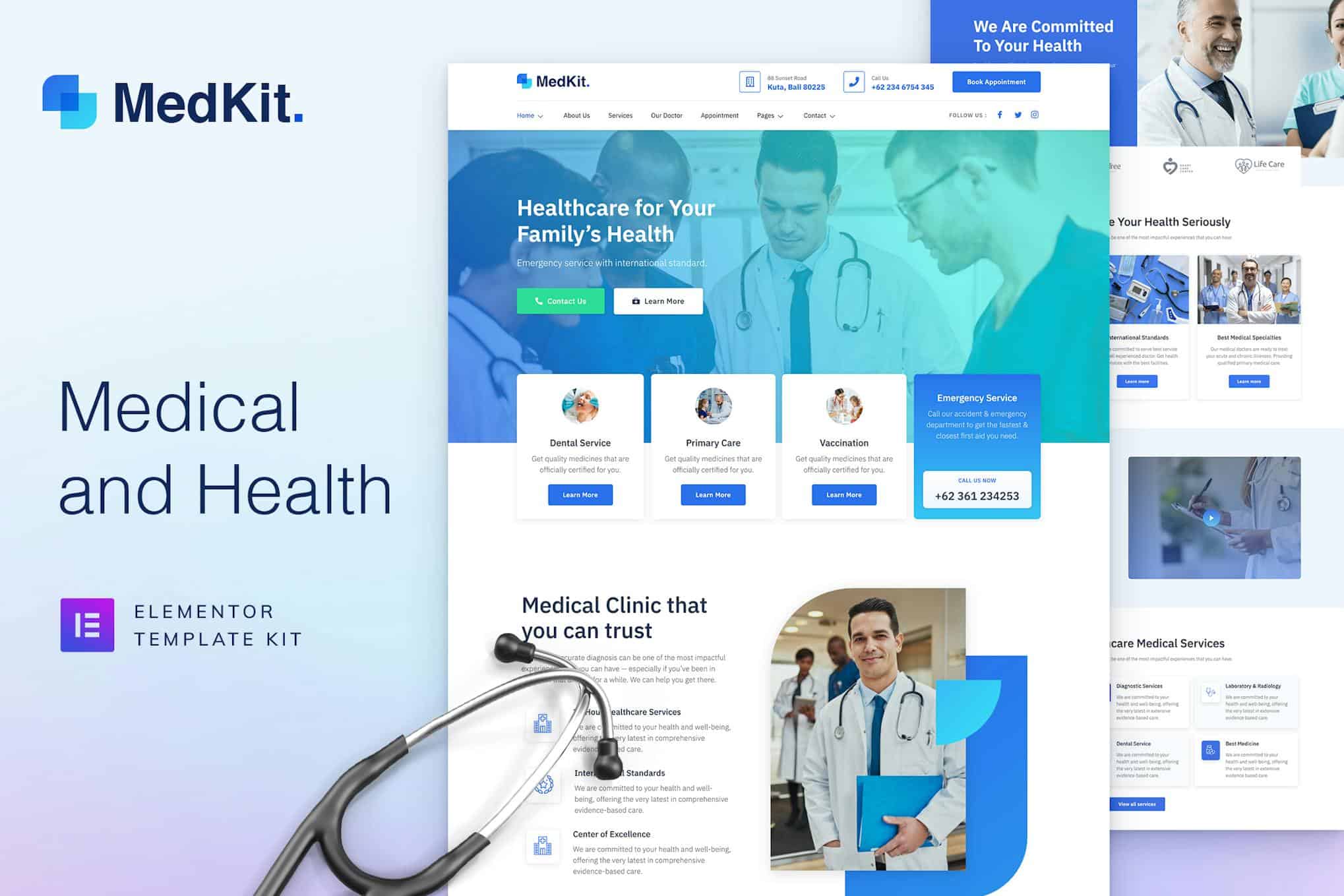 MedKit - Health & Medical Elementor Template Kit Latest - WP NULLED