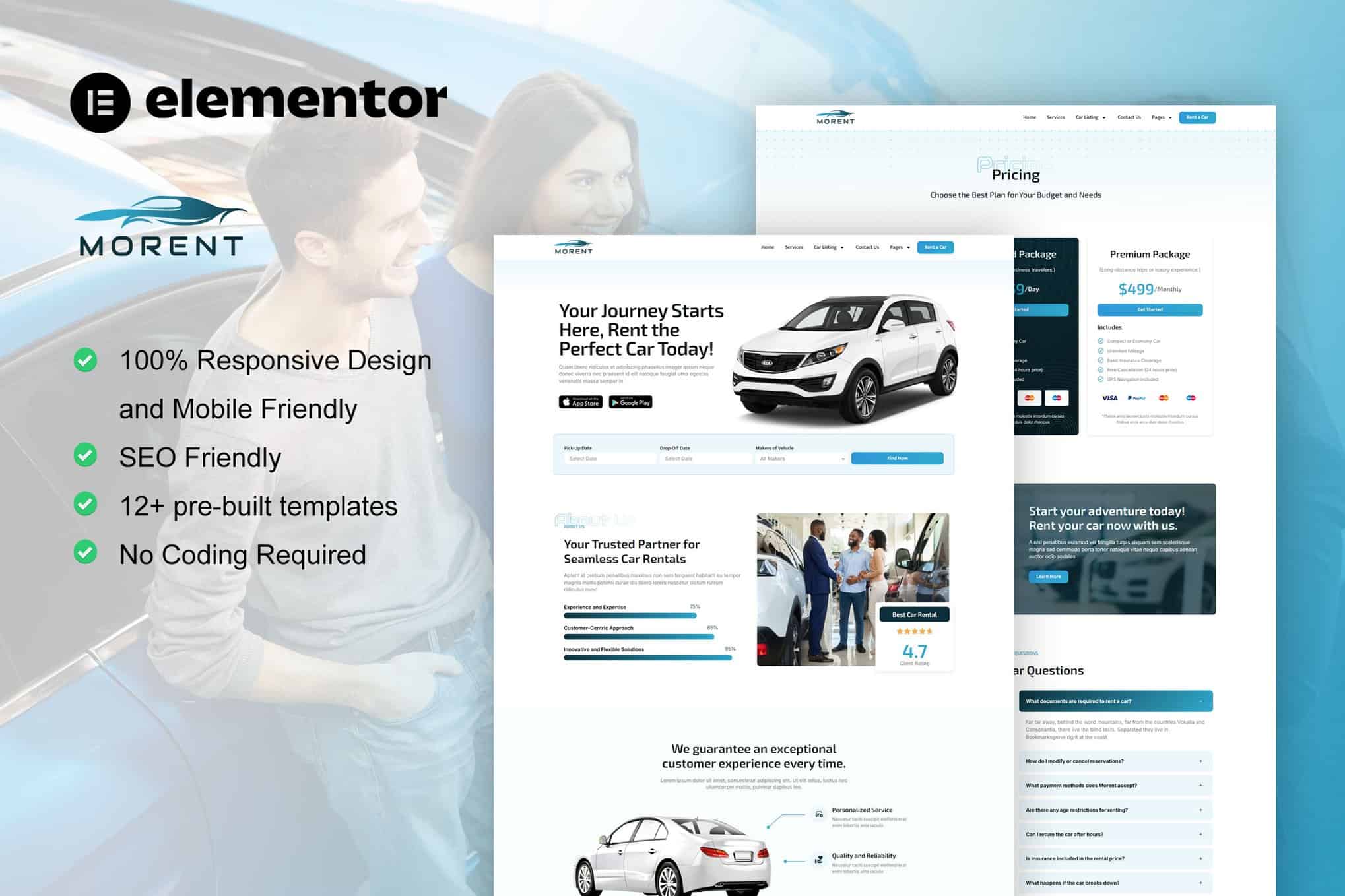 Morent - Car Rental Elementor Pro Template Kit Latest - WP NULLED