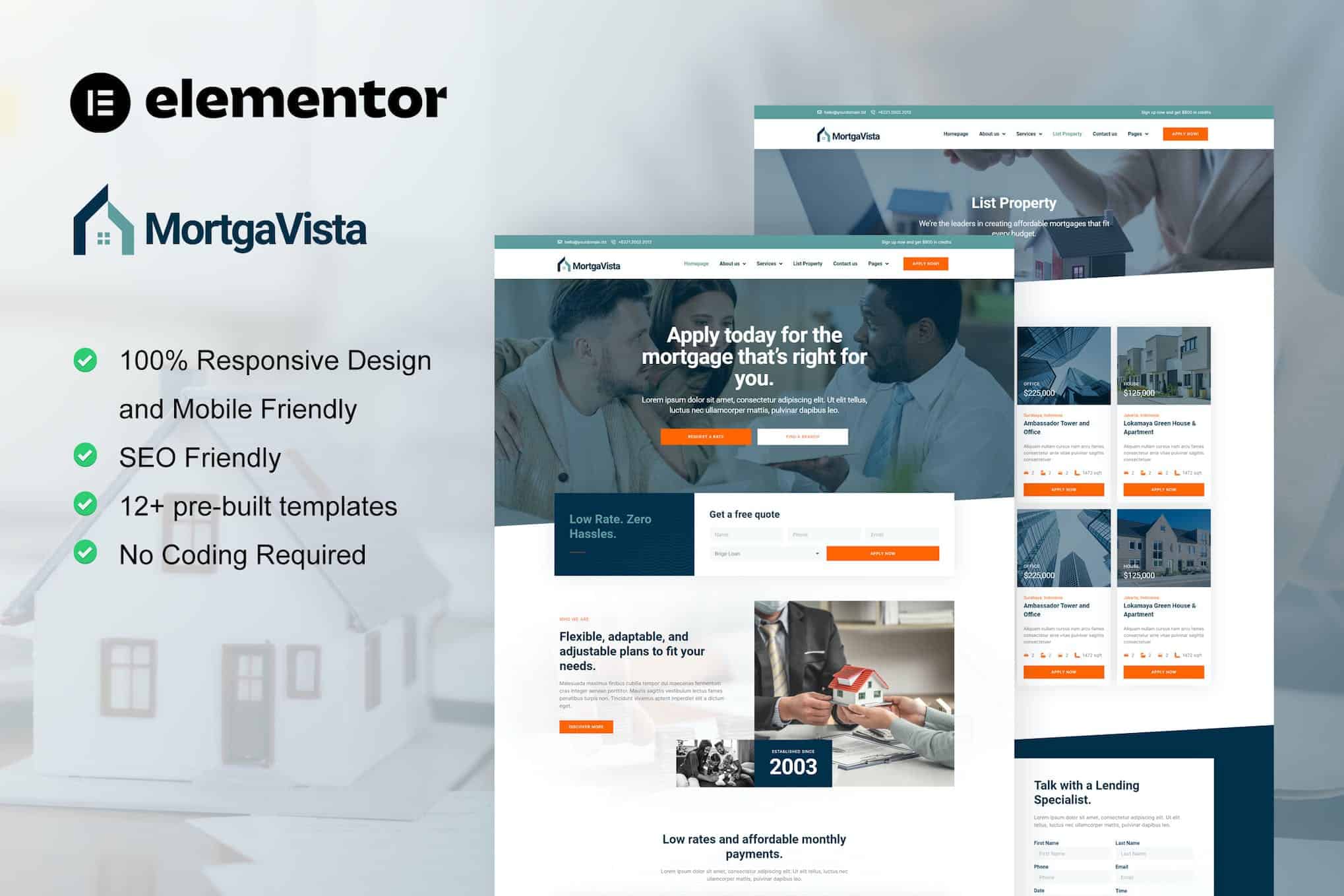 Mortgavista - Mortgage Elementor Pro Template Kit Latest - WP NULLED