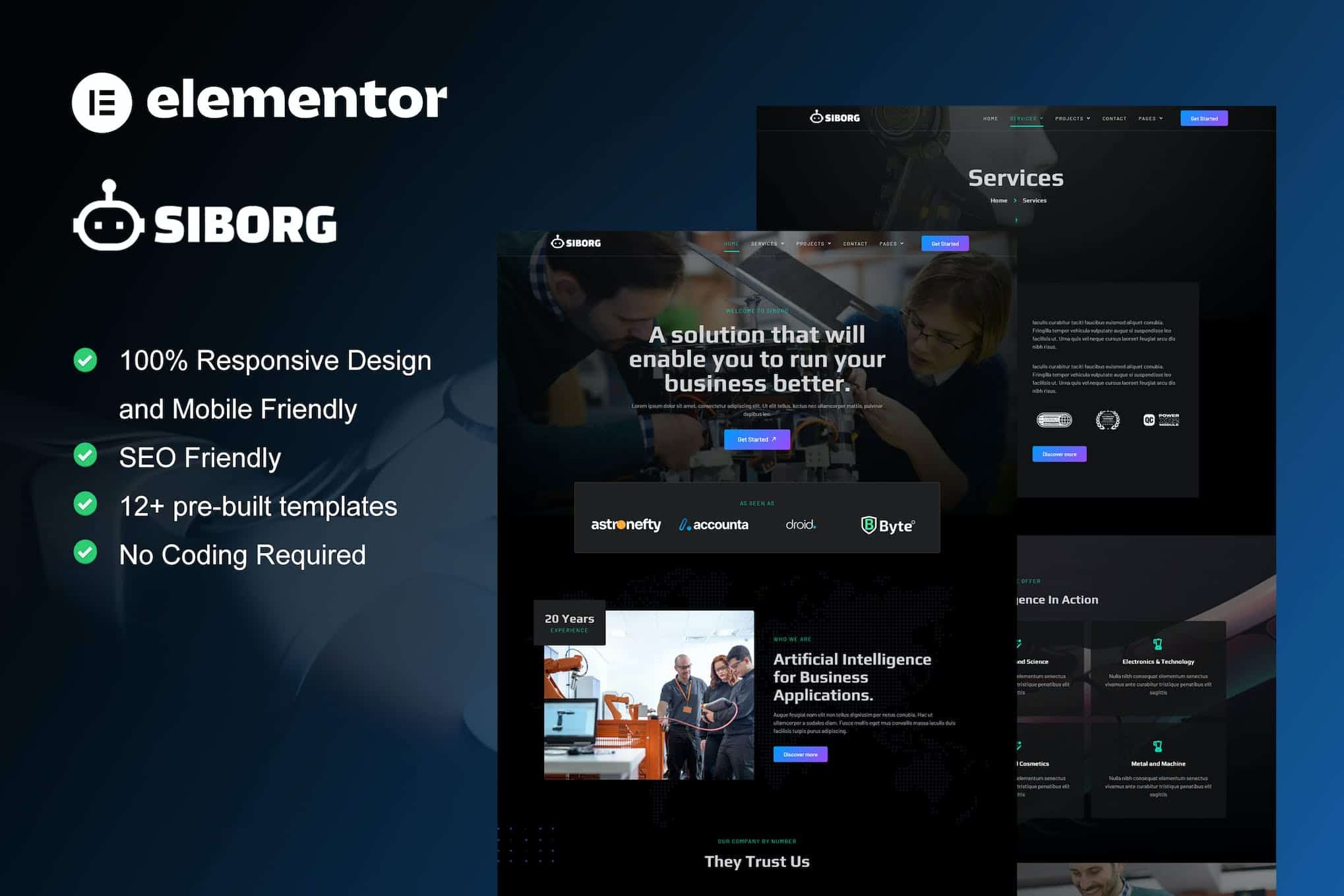 Siborg - Robotics & Technology Elementor Template Kit Latest - WP NULLED